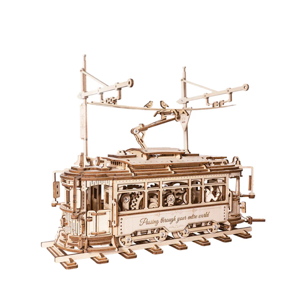 Rokr Classic City Tram Mechanical Gear 3D Wooden Puzzle DIY Model Kit