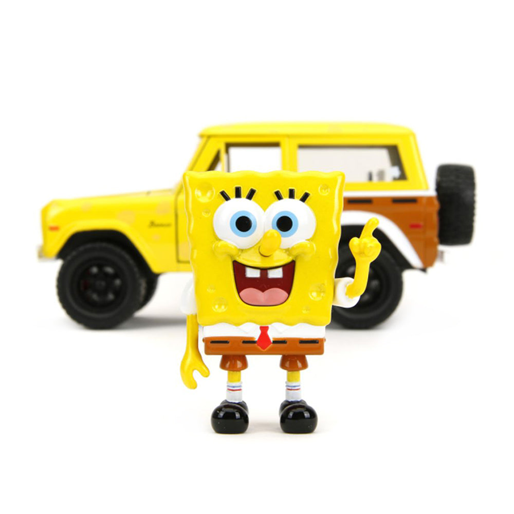 Jada 1:24 Scale 1973 Ford Bronco With Spongebob Squarepants Figure Die